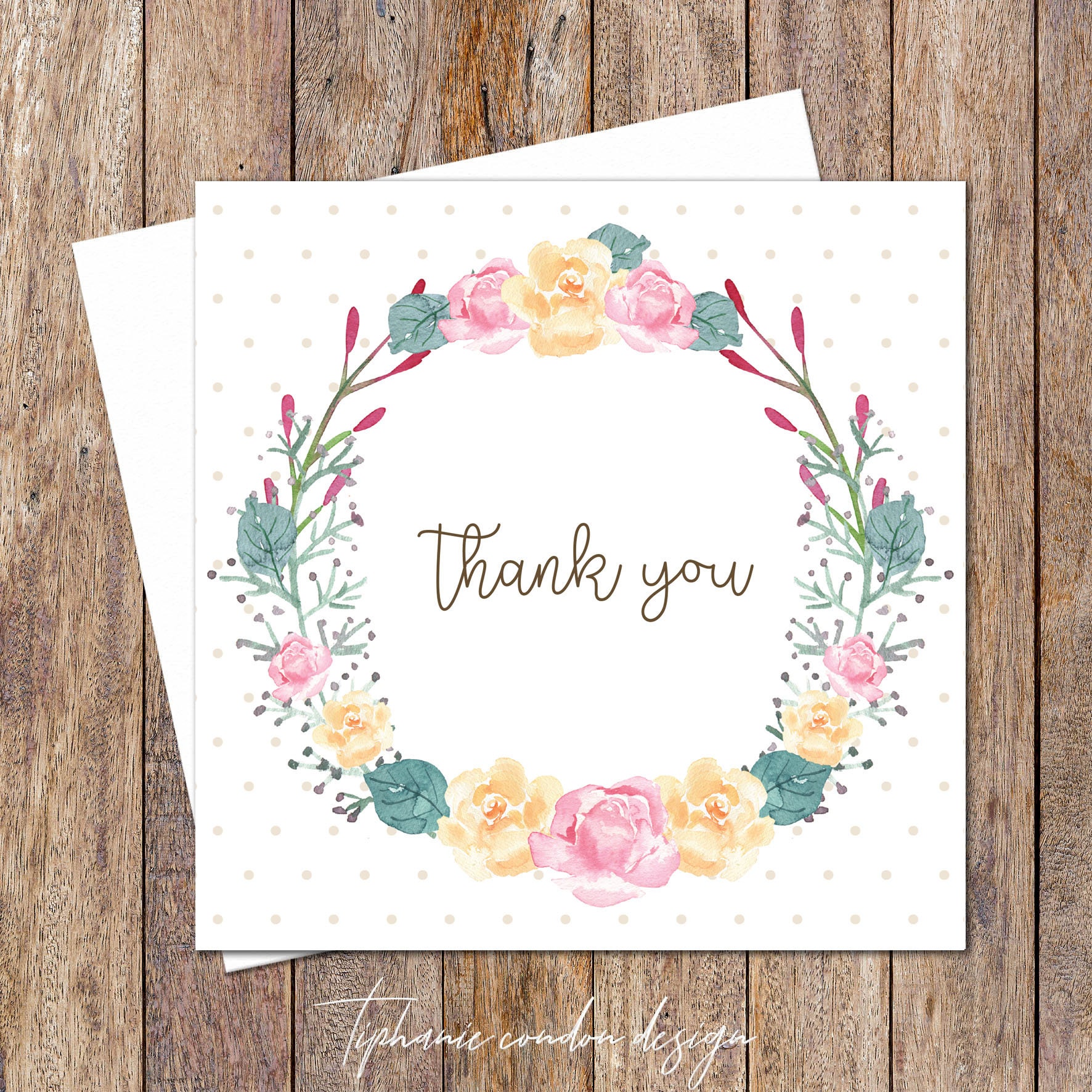 Merci carte couronne de fleurs Design. Professeur Merci carte - Etsy France