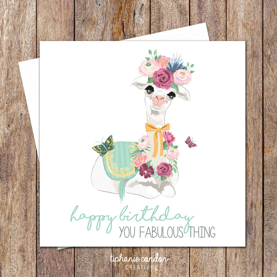 Fabulous Lama Birthday Card. Birthday Card for Her. Birthday Card ...