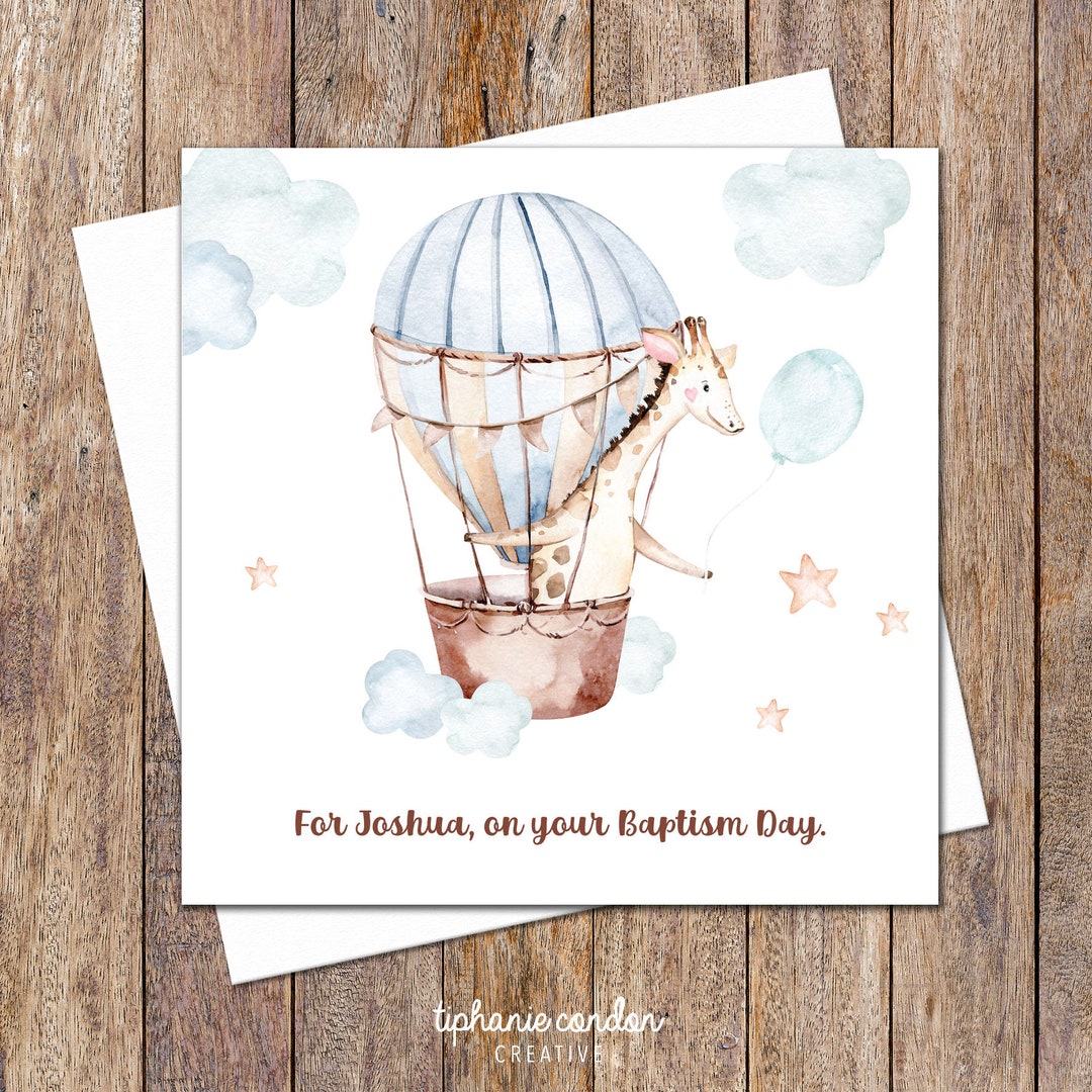 Personalised Baptism Card. Baby Animal Card. Custom Baptism Card ...