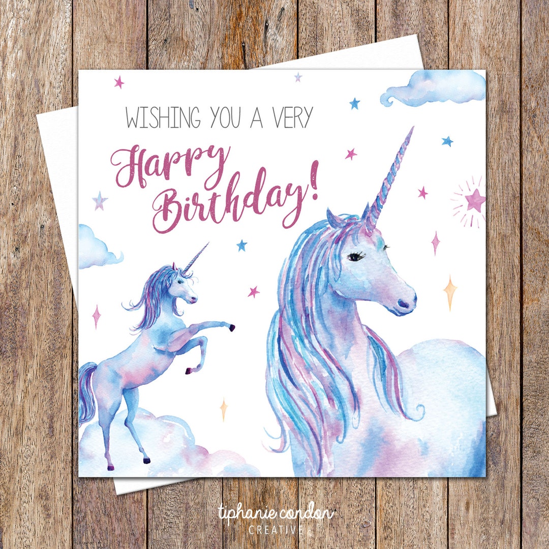 Unicorn Birthday Girl Card. Birthday Card for Girls. Kids - Etsy