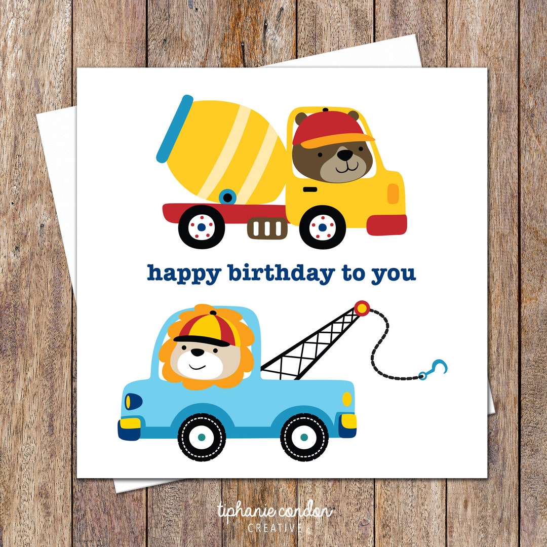 Trucks Birthday Card. Pick-up Truck Birthday Card. Boy Birthday Card ...