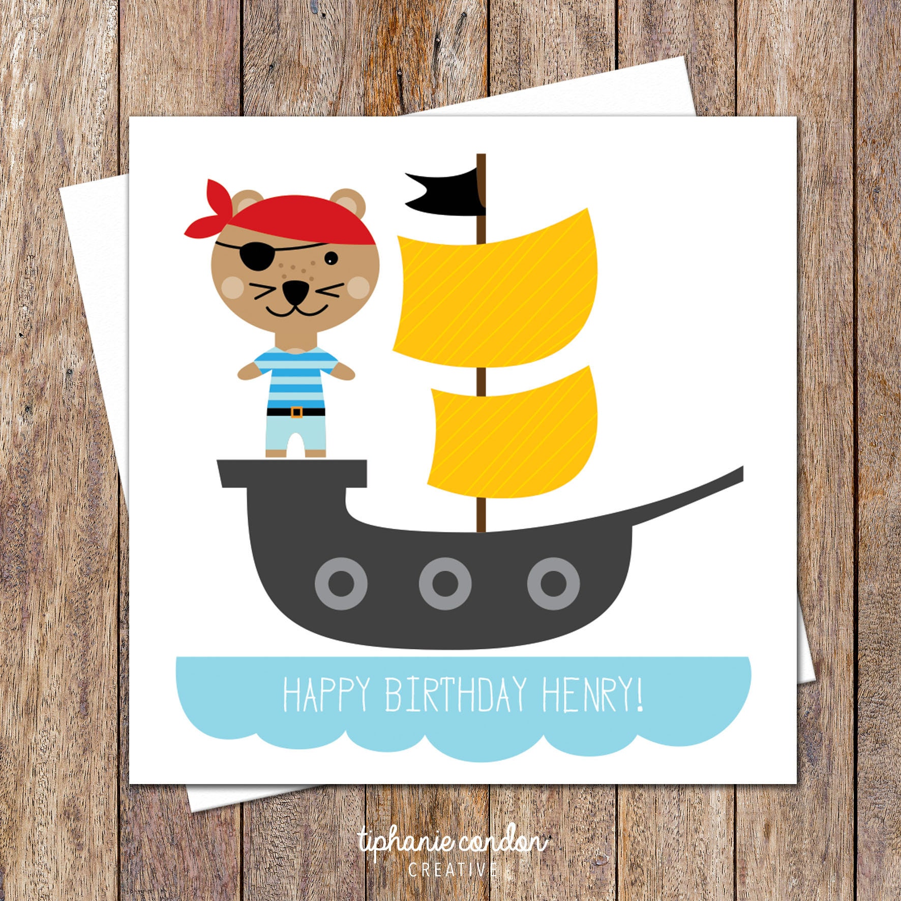 Custom Pirate Birthday Card. Personal Kids Birthday Card. Birthday Card ...