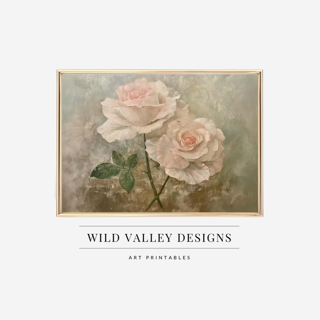 Blush Roses Printable, Pink Roses, Vintage Roses, Home Decor, Digital ...