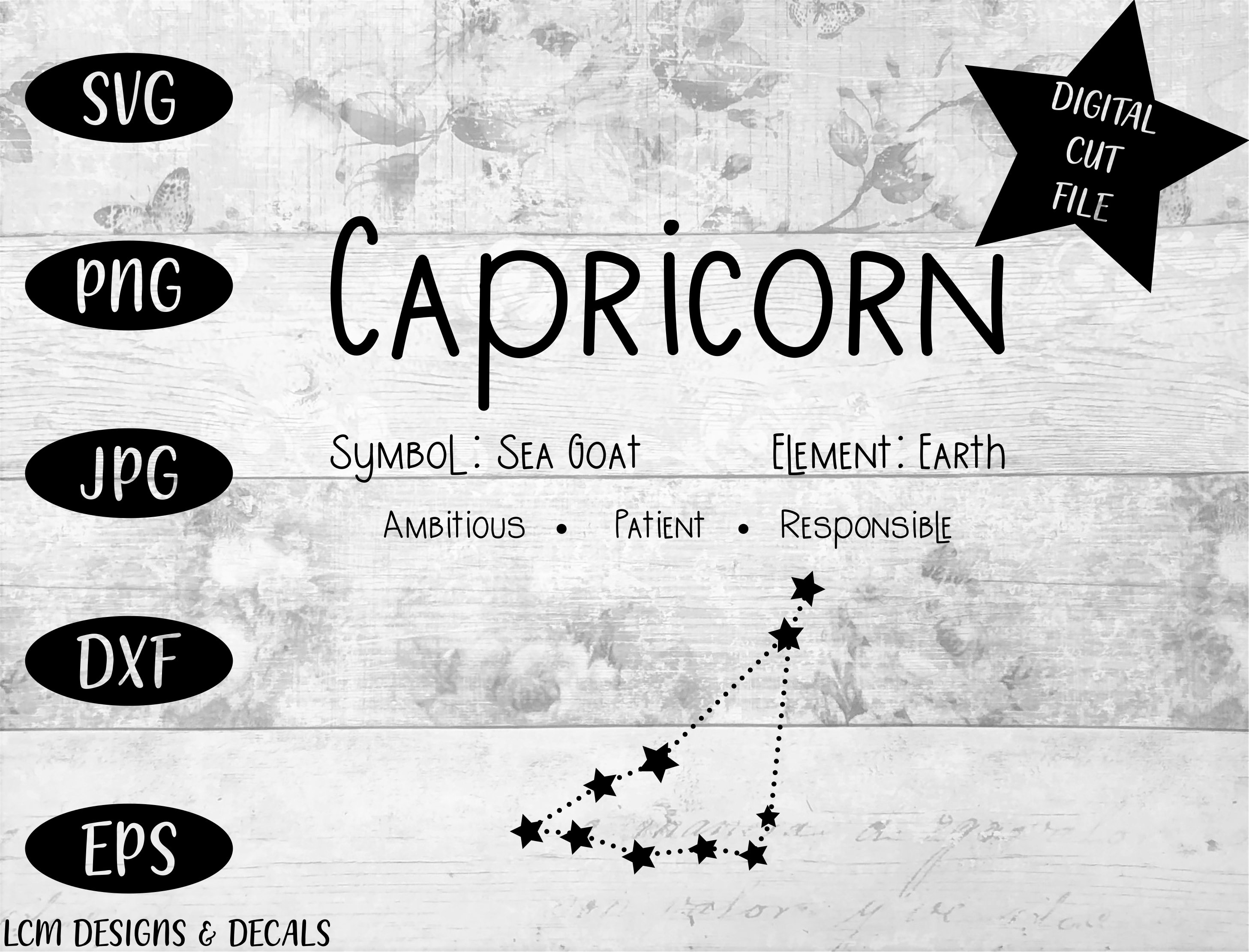 Zodiac SVG / archivos de corte / Capricornio / Signos de estrella ...
