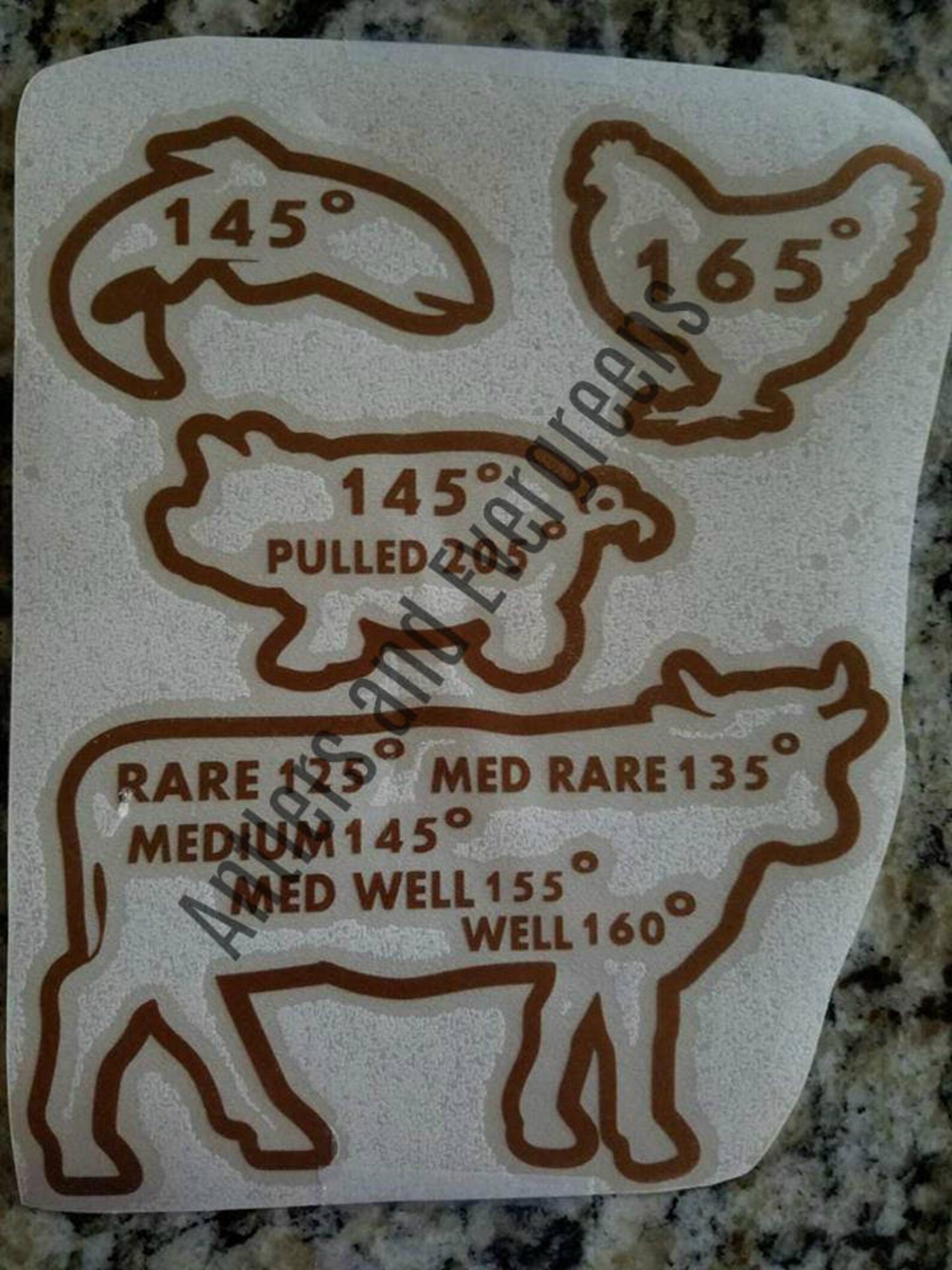 Meat Temperature Vinyl Decal Sticker Grill Cutting Board | Etsy