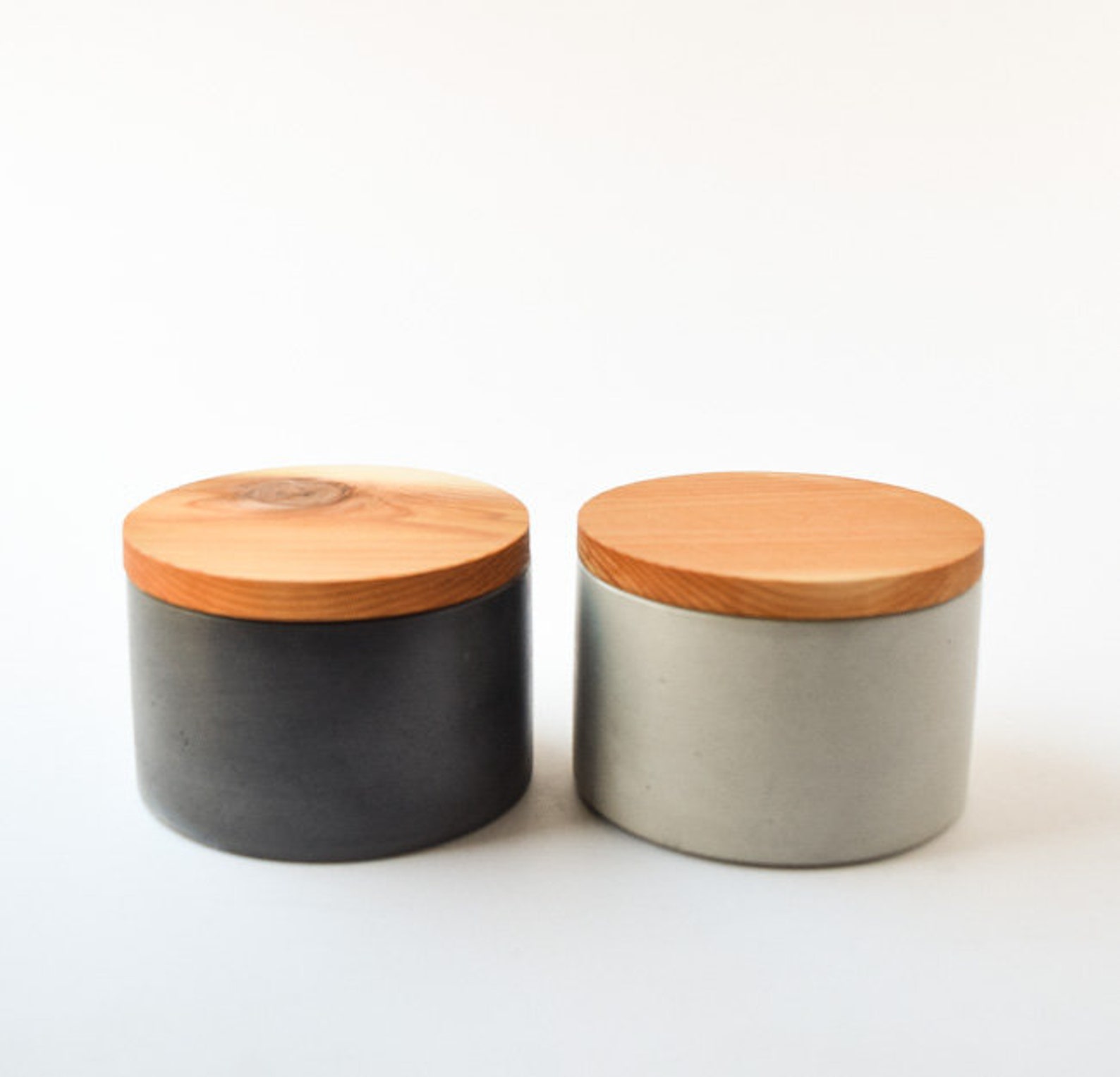 Concrete Salt Cellar With Wood Lid Salt Pinch Bowl Salt - Etsy