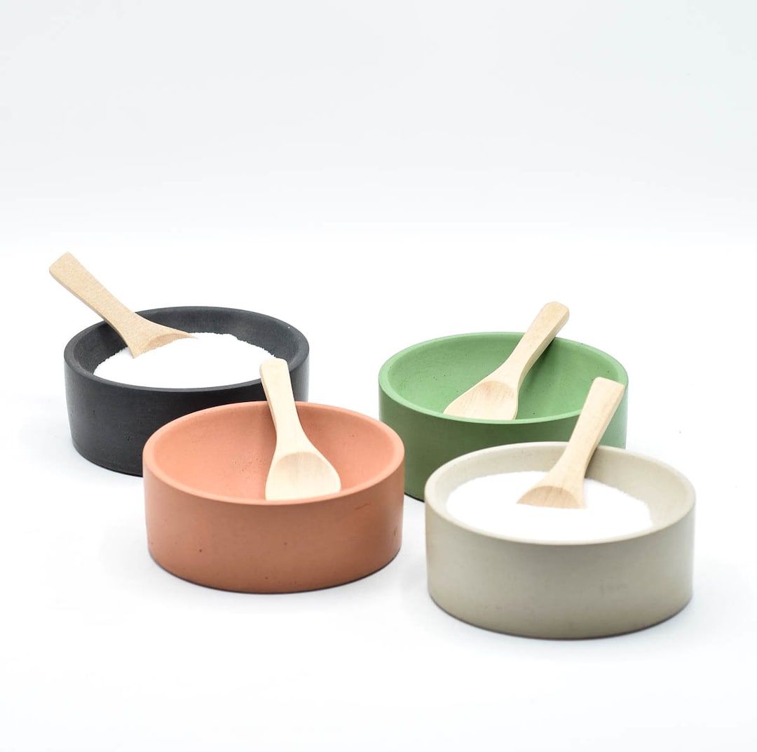 Salt Pinch Bowl With Spoon - Salt Cellar - Concrete Salt Bowl - Pinch ...