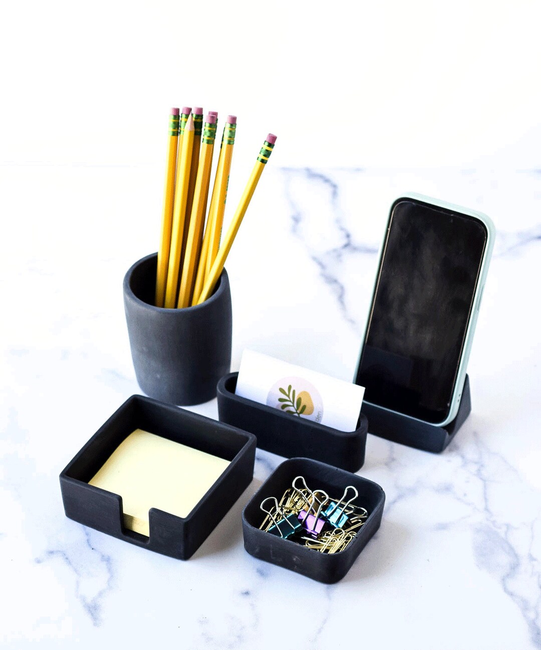 Desk Accessories Set, 5 Piece Desk Organizer, Office Decor, Corporate ...