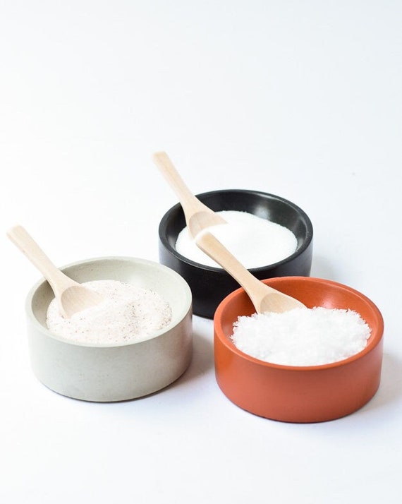 Salt Pinch Bowl With Spoon Salt Cellar Concrete Salt Bowl - Etsy