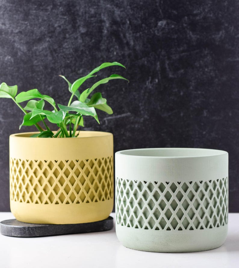 Large Round Concrete Planter Pot for Indoor and Outdoor Use, 21 Colors ...