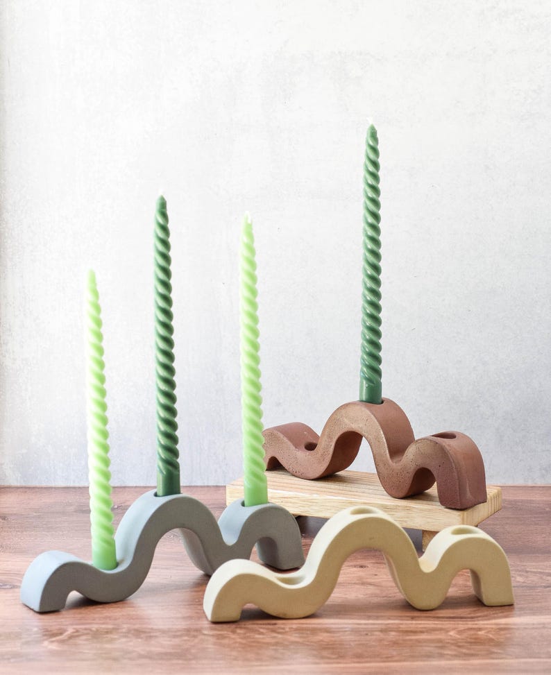Wavy Taper Candlestick Holder - Modern Home Decor Curved Candle Holder ...