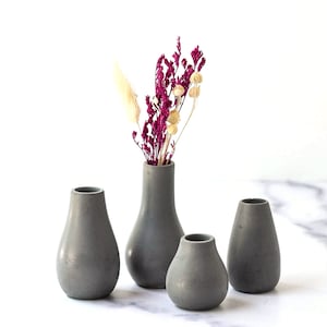 Mini Bud Vases Set of 4, Concrete Small Flower Vase, Boho Decor, Mother ...