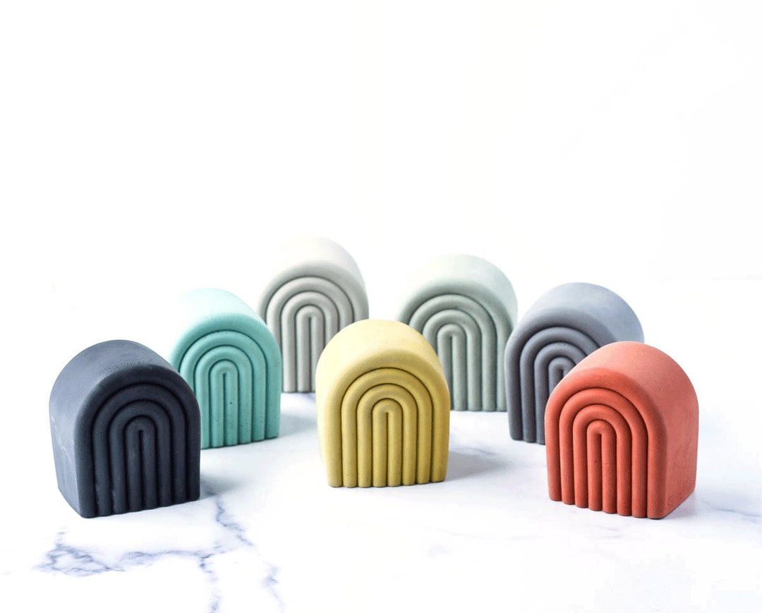 Concrete Arch Bookends, Rainbow Arch, Minimalist Home, Modern Decor ...