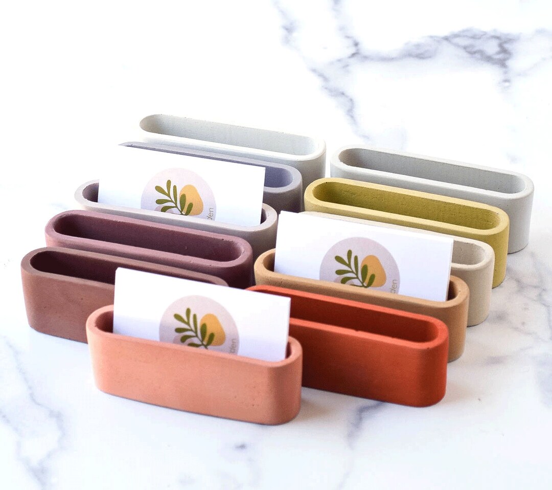 Business Card Holder for Desk, Customizable, Concrete Card Holder ...