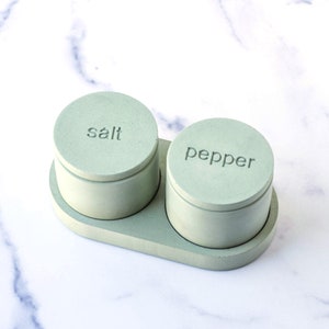 Salt & Pepper Set With Lids and Tray, Concrete Salt Cellar, Handmade ...