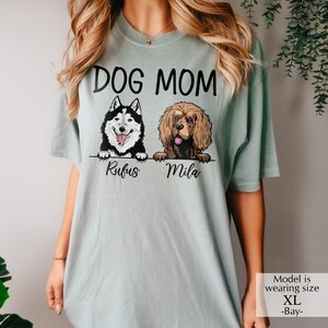 Custom Dog Mom Shirt, Custom Dog Face and Name Shirt, Comfort Color Dog Breed Shirt, Dog Mama ...