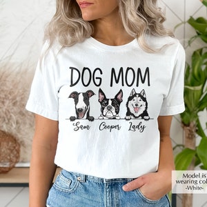 Custom Dog Mom Shirt, Custom Dog Face and Name Shirt, Dog Mama Gift, Personalized Dog Breed ...