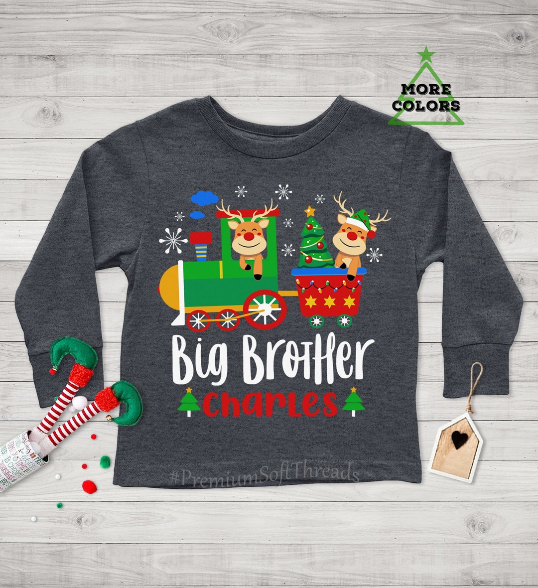 Reindeer Train Long Sleeve, Matching Siblings Christmas Shirt, Reindeer ...