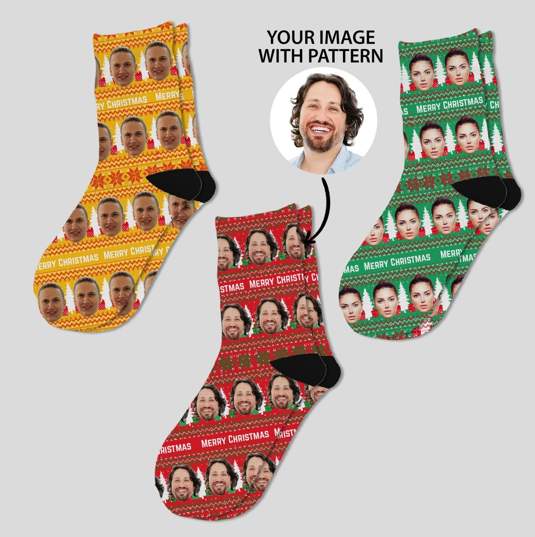 Custom Face Socks, Merry Christmas Sock, 2023 Merry Xmas Sock, Custom ...