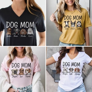 Custom Dog Mom Shirt, Custom Dog Face and Name Shirt, Dog Mama Gift, Personalized Dog Breed ...