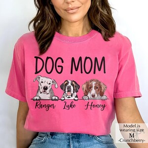 Custom Dog Mom Shirt, Custom Dog Face and Name Shirt, Comfort Color Dog Breed Shirt, Dog Mama ...