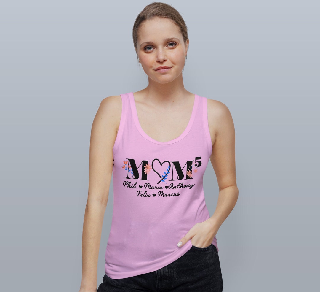 Custom Mom Tanks, Mom of 3 Tanks With Kid's Name, Custom Mother's Day ...