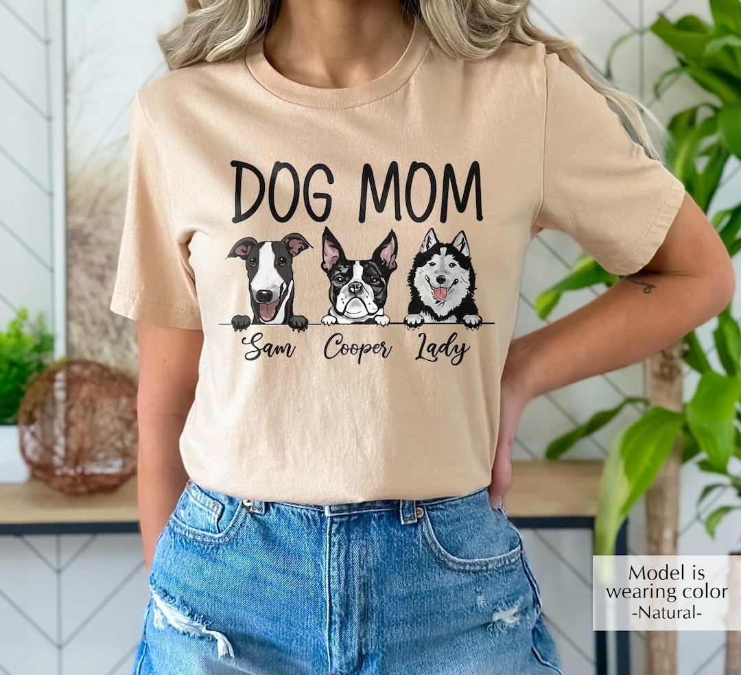 Custom Dog Mom Shirt, Custom Dog Face and Name Shirt, Dog Mama Gift, Personalized Dog Breed ...
