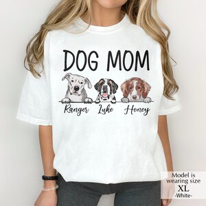 Custom Dog Mom Shirt, Custom Dog Face and Name Shirt, Comfort Color Dog Breed Shirt, Dog Mama ...