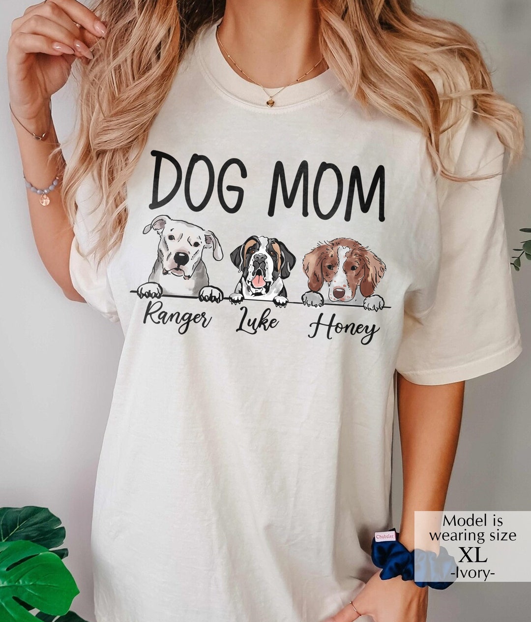 Custom Dog Mom Shirt, Custom Dog Face and Name Shirt, Comfort Color Dog Breed Shirt, Dog Mama ...