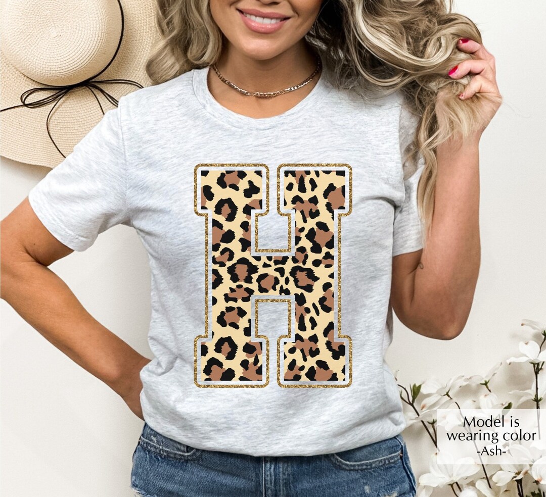 Custom Monogrammed Shirt, Leopard Plaid T-shirt, Custom Initial Shirt ...