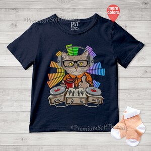 Cat Dj Shirt for Kids, Music Cat Shirt, Cat Lovers Shirt, Cat Boy Girl ...
