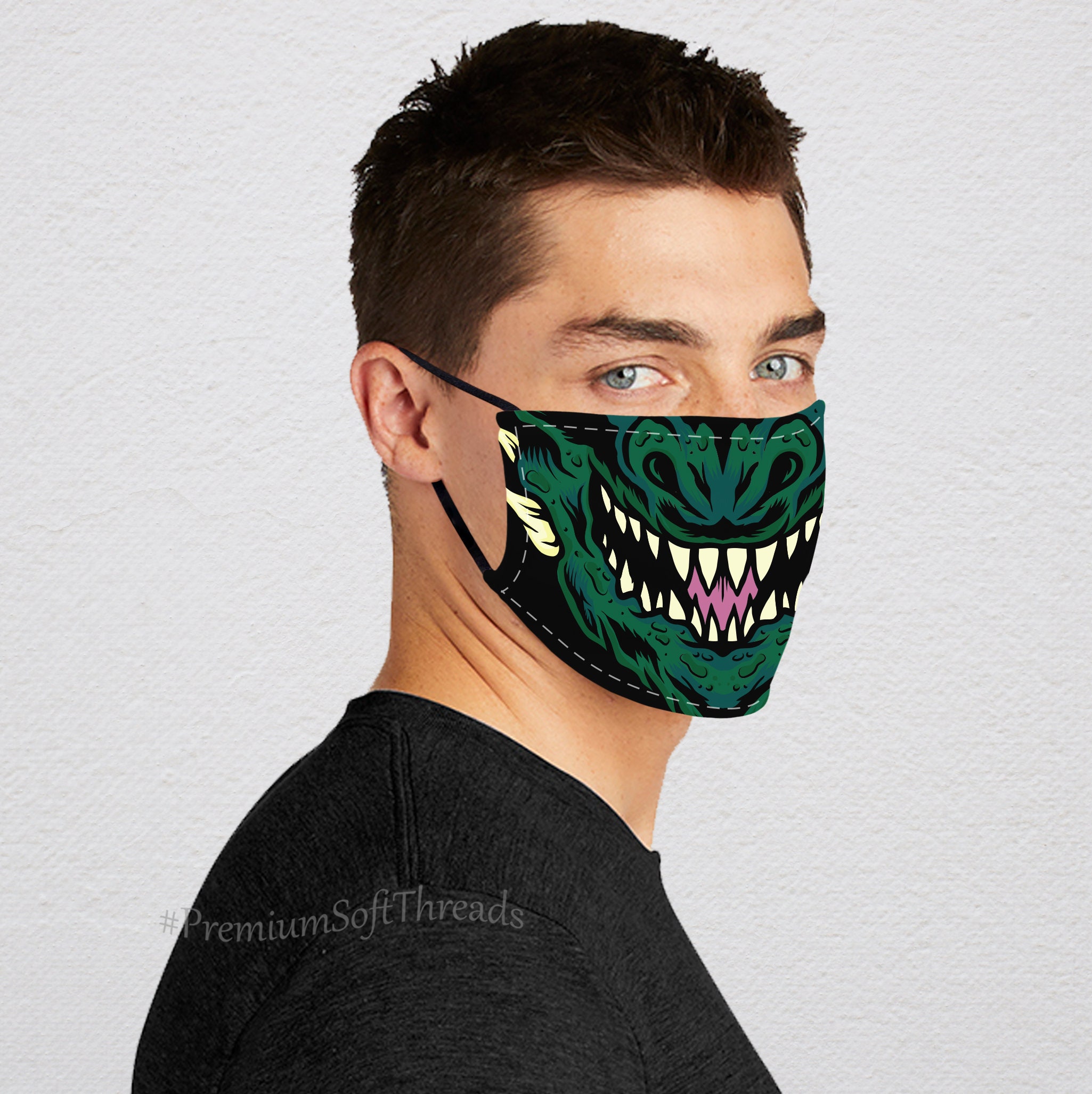 Godzilla Face Mask Cover Adult Kids Washable Mask Reusable - Etsy