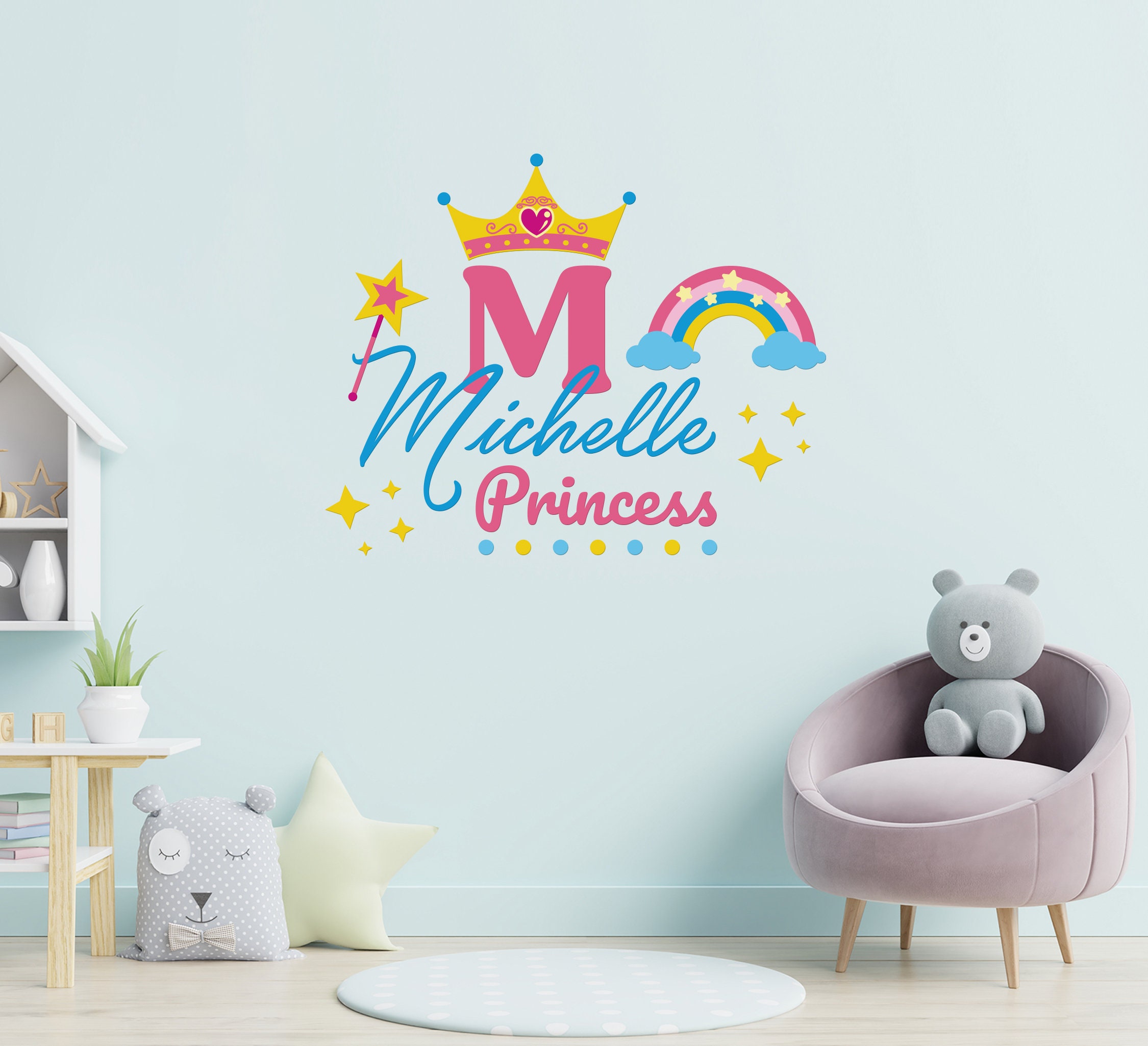 Princess Wall Decor Personalized Girls Name Wall Decal | Etsy