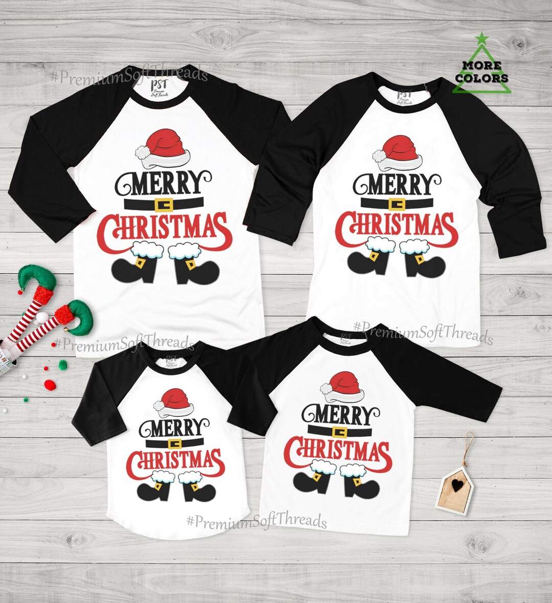 Merry Christmas Family Raglan, Christmas Santa Hat Raglan, Matching ...