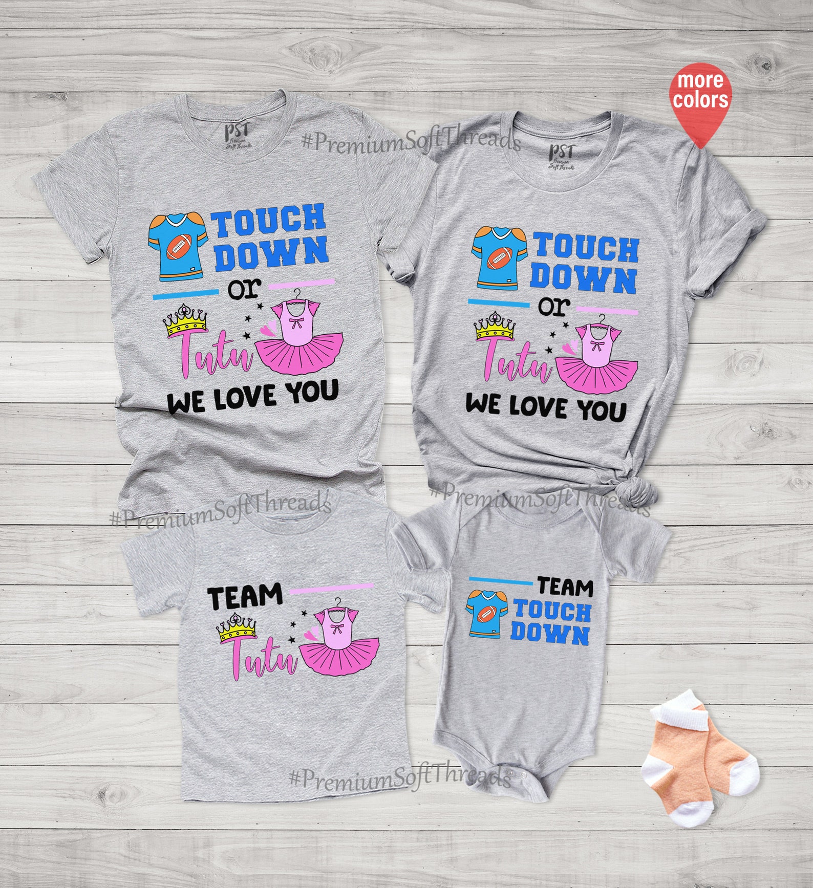 Touchdown or Tutu We Love You Gender Reveal Shirt Team Boy | Etsy