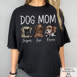 Custom Dog Mom Shirt, Custom Dog Face and Name Shirt, Comfort Color Dog Breed Shirt, Dog Mama ...