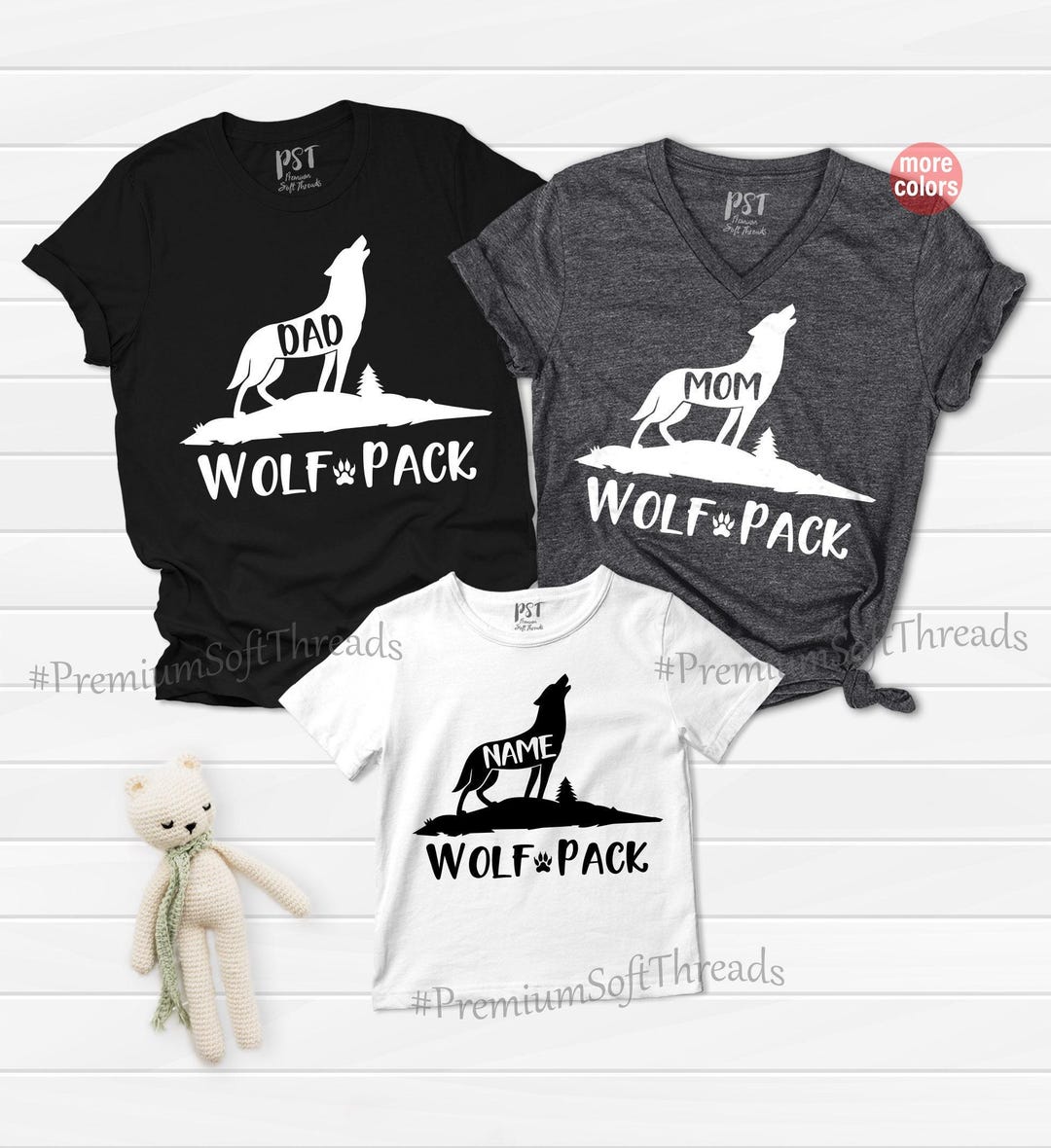 Wolf Pack Shirts, Family Matching T-shirts, Mama Wolf, Papa Wolf ...