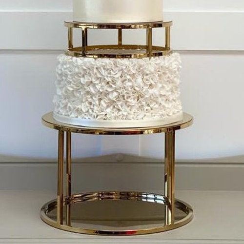 Round Metallic Gold Plinth Large Metal Cake Stand 14 - Etsy UK