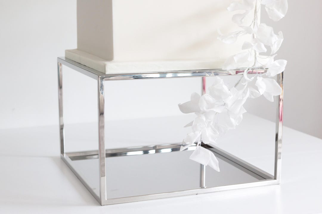 Square Metallic Silver Plinth - Large Metal Silver Cake Stand - Etsy