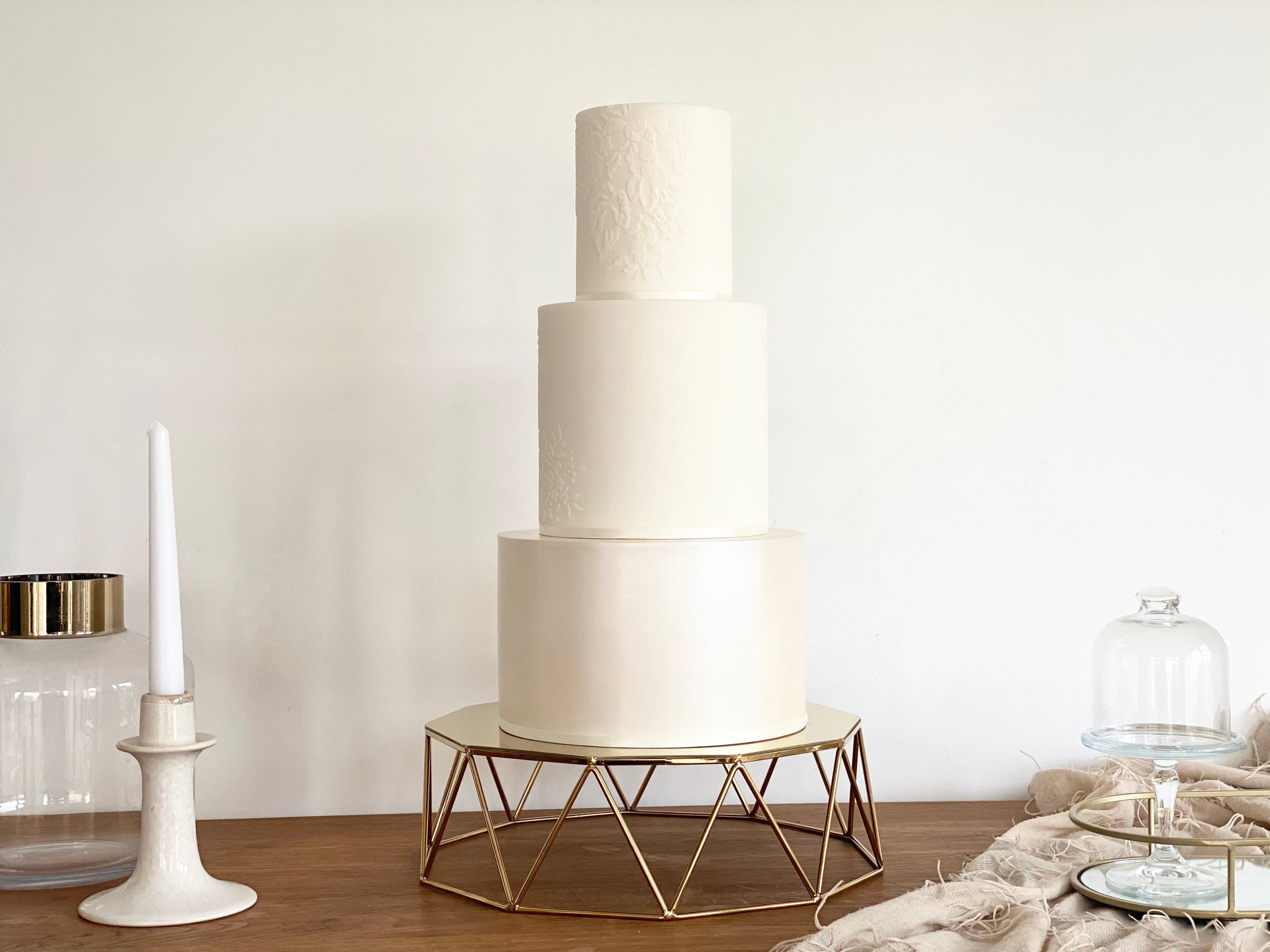 Metallic Gold Geometric Cake Stand - Gold Cake Platform - Display ...