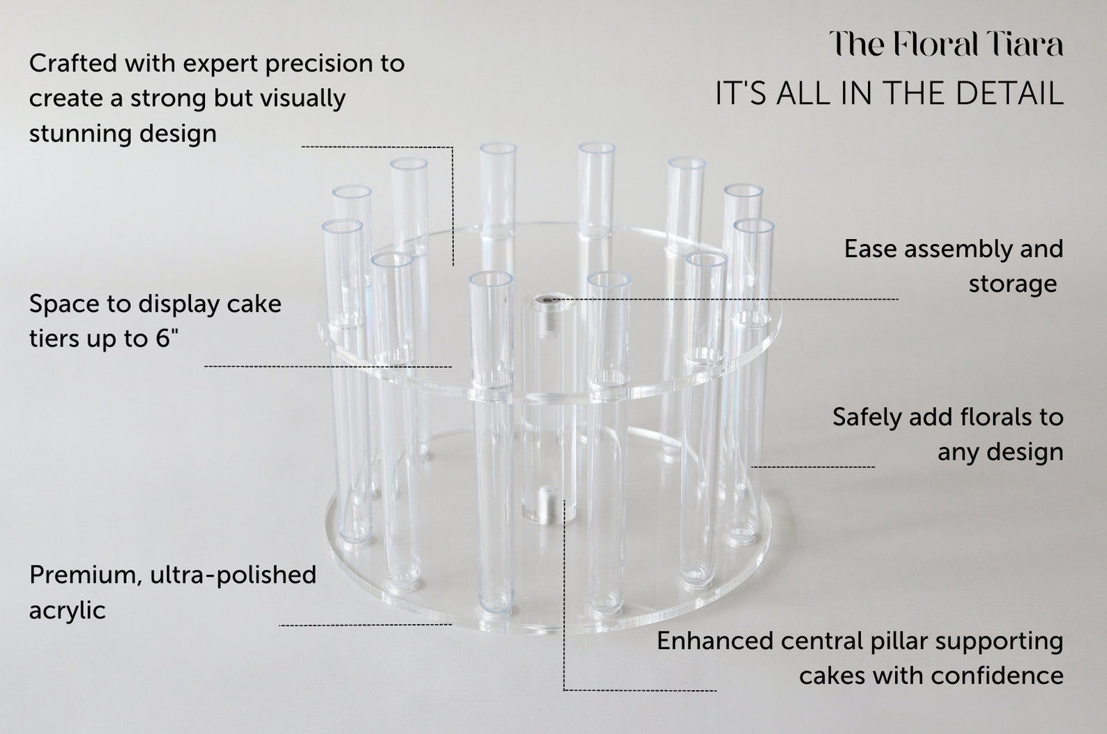 The Floral Tiara Cake Separator Flower Cake Spacer Stand Floral ...