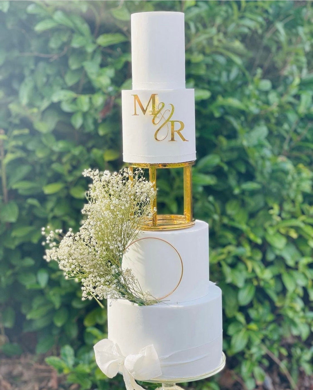 6" Round Cake Separator - Metallic Gold/metallic Silver/black Cake ...