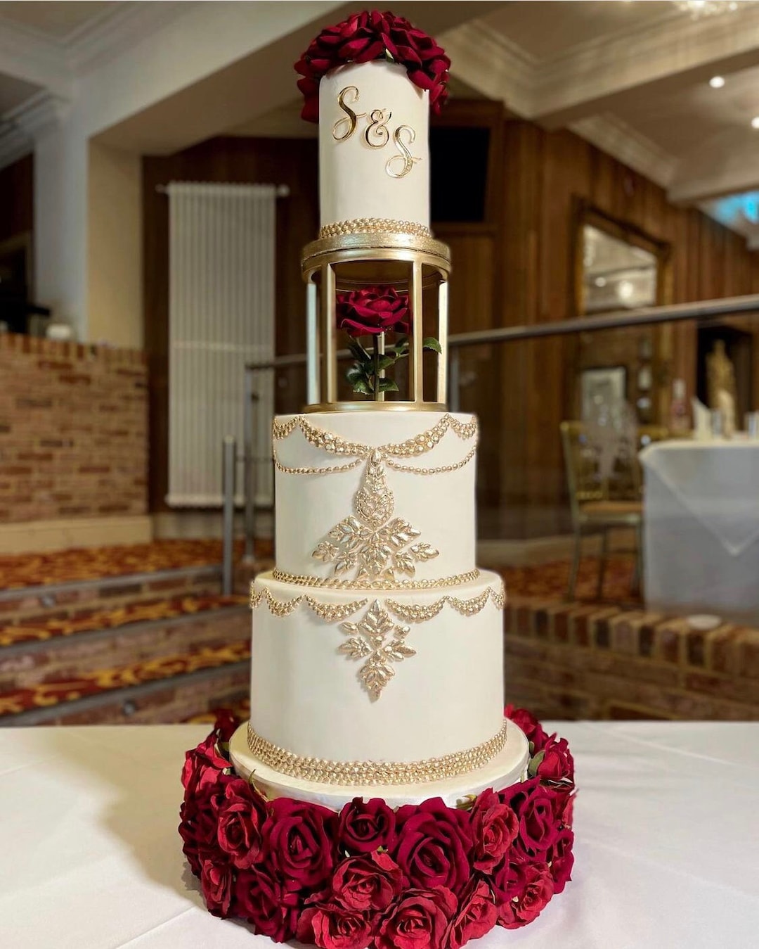 6" Round Cake Separator - Metallic Gold/metallic Silver/black Cake ...
