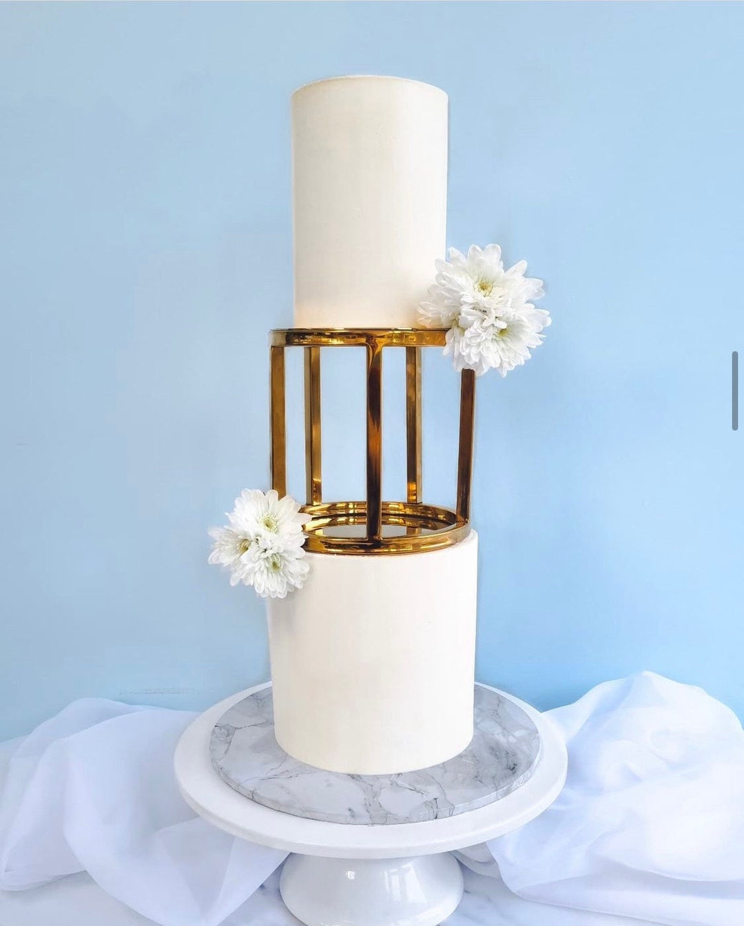 6" Round Cake Separator - Metallic Gold/metallic Silver/black Cake ...