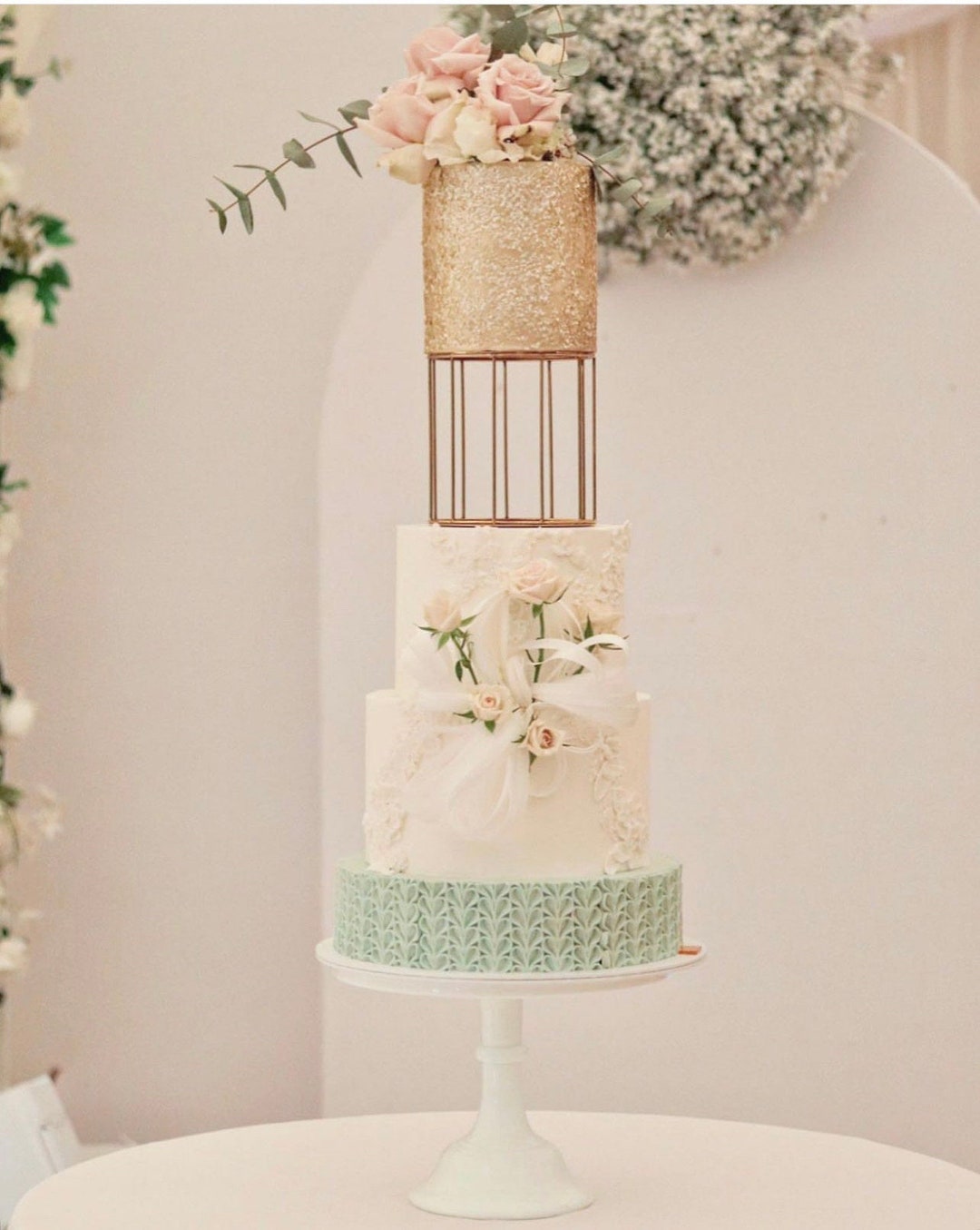 Gold Birdcage Cake Separator - Metallic Cake Spacer - Cake Riser - Bird ...