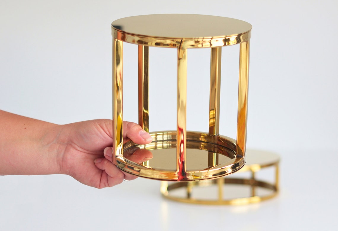 6" Round Cake Separator - Metallic Gold/metallic Silver/black Cake ...