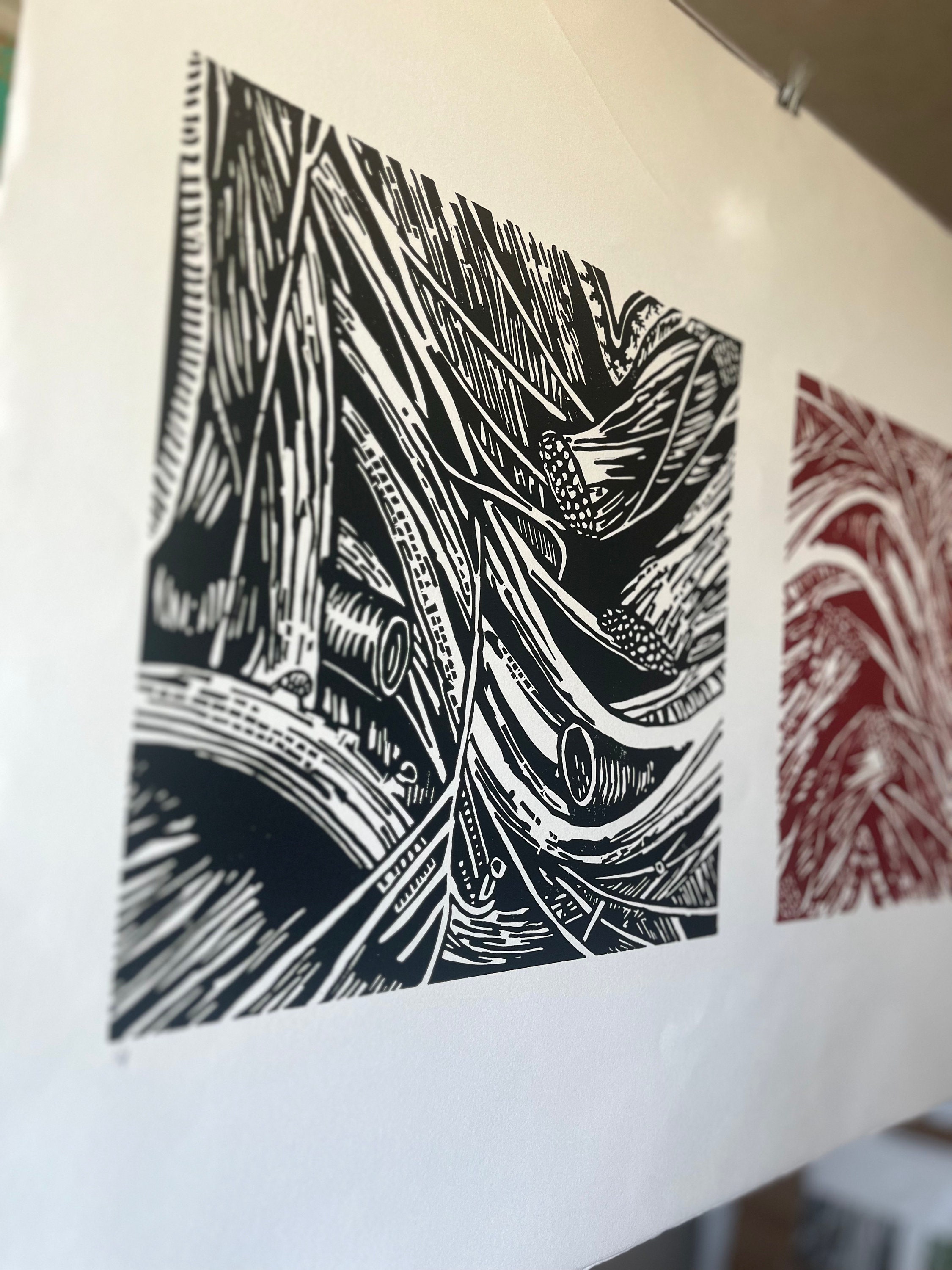 Jugular Linocut Print, Black & Red, Medical Illustration Zoom in ...