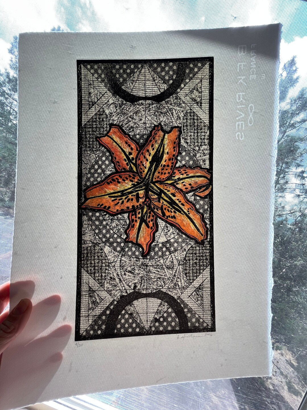 Original tiger Lily Intaglio Print, Nature Geometric Pattern Series ...