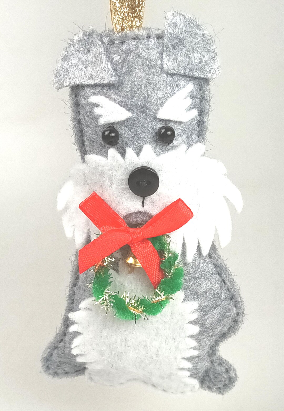 Grey Marl Felt Schnauzer Dog, Hanging Decoration, Twig Tree, Christmas ...