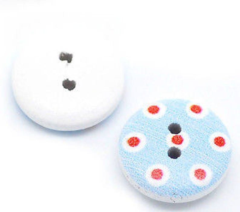5 X Spotty Dotty Wooden Buttons, 15mm Round Button, Crafts, Sewing ...